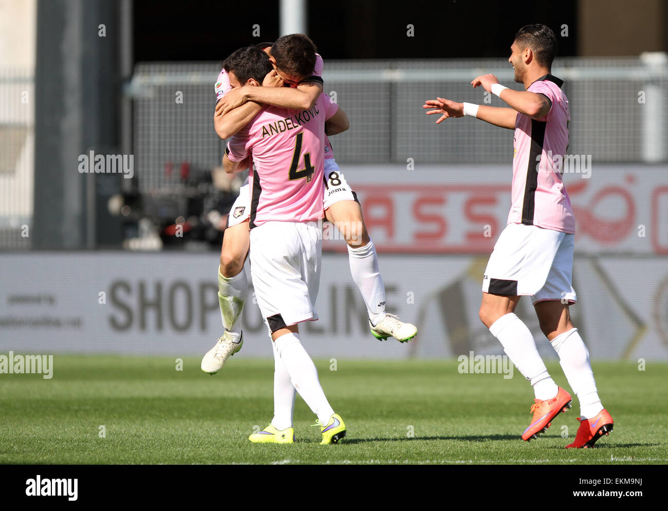 Udine, Italy. 12th April, 2015. Palermo's midfielder Ivaylo Chochev ...
