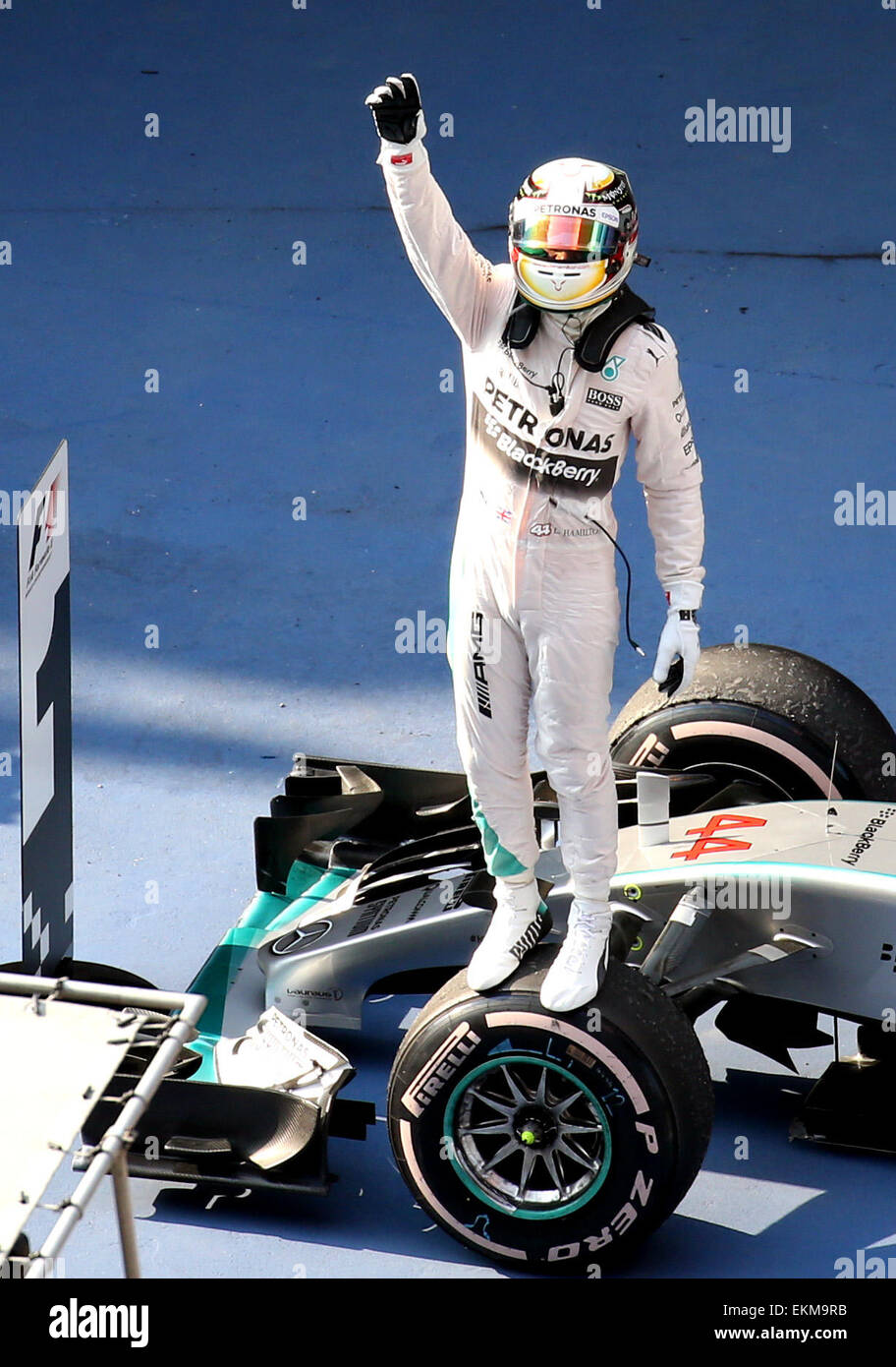 Shanghai, China. 12th Apr, 2015. Mercedes AMG driver Lewis Hamilton of ...