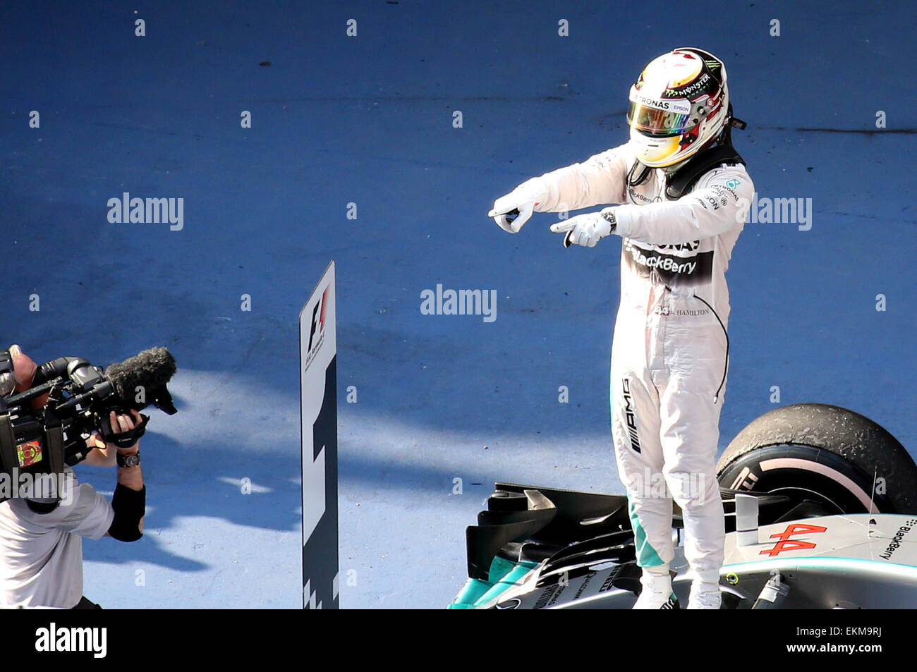 Shanghai, China. 12th Apr, 2015. Mercedes AMG driver Lewis Hamilton of ...