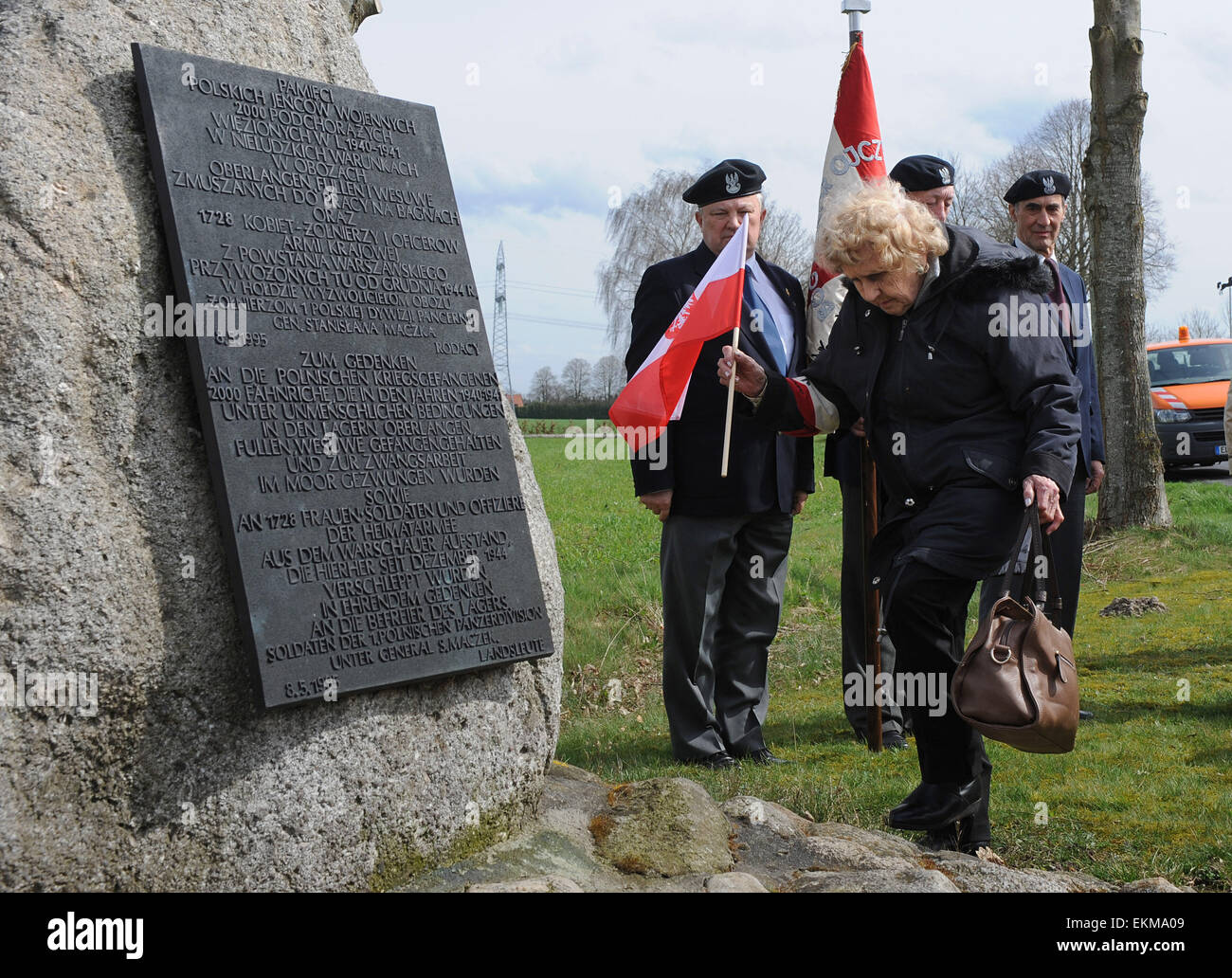 Oberlangen, Germany. 12th Apr, 2015. A survivor of the Emsland camp VI ...