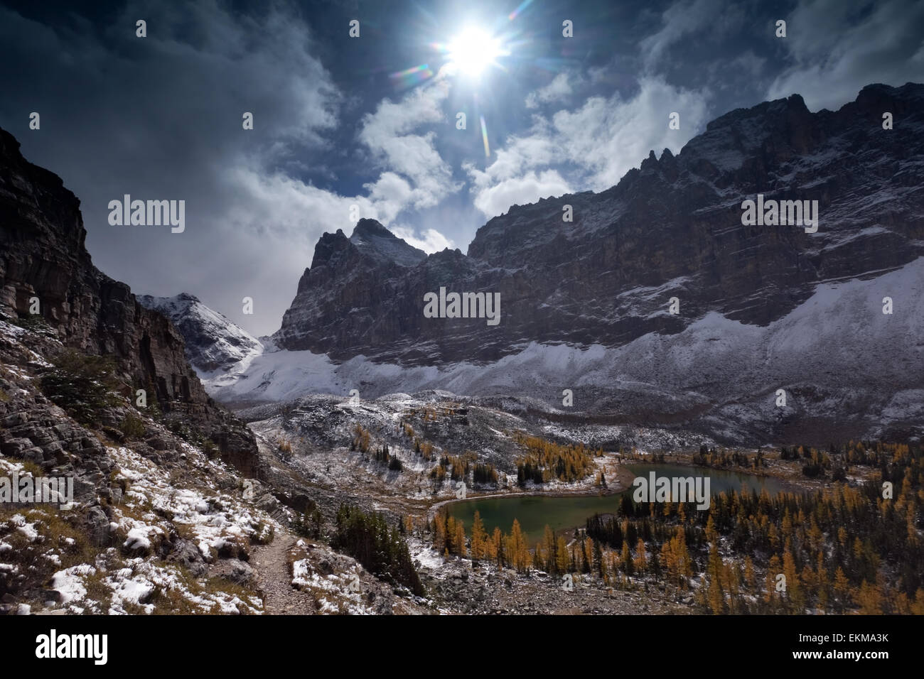 Autumn landscape at Opabin plateau. Hungabee lake. Opabin pass. Lake O ...