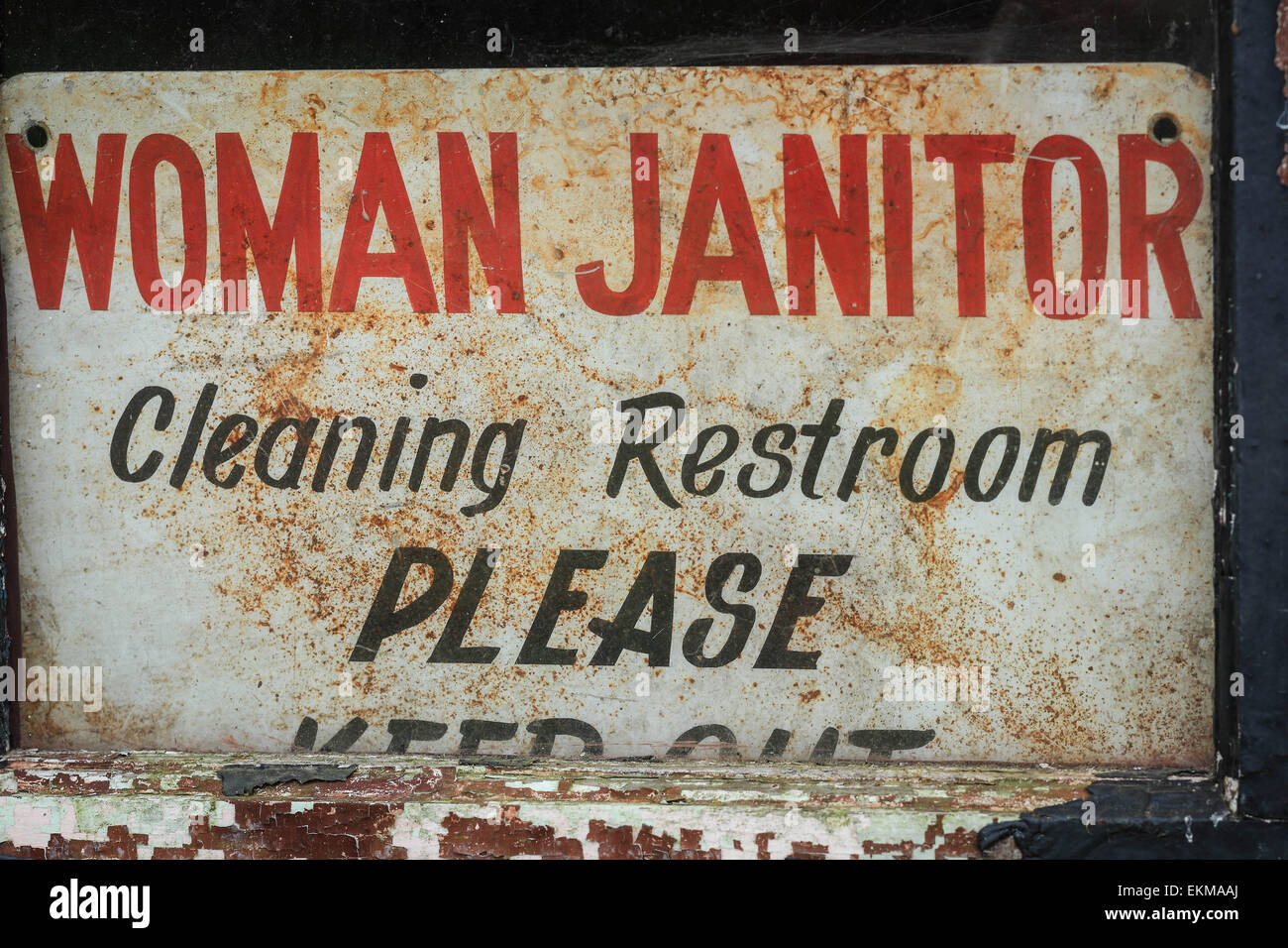 Woman Janitor Sign Stock Photo - Alamy