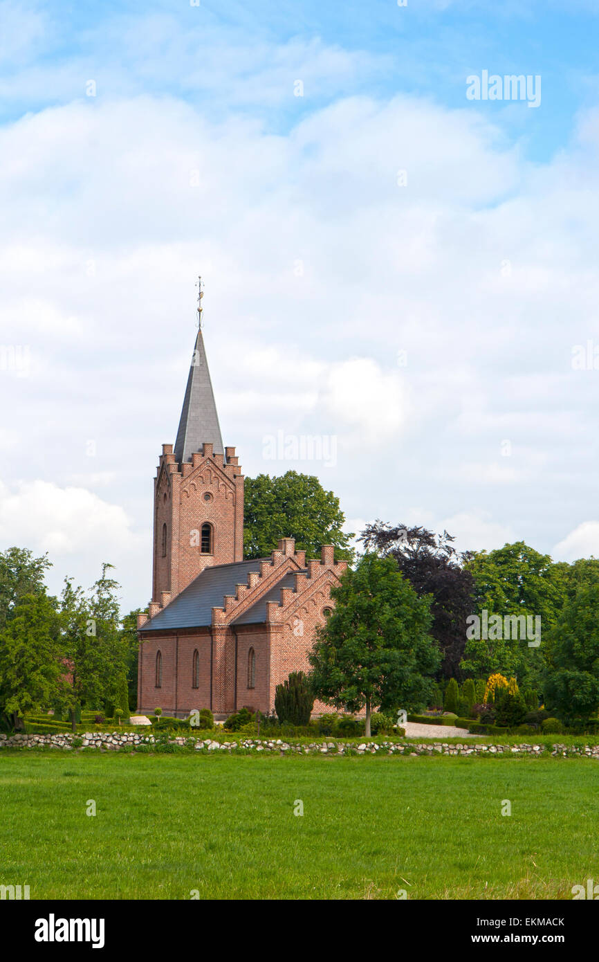 Danish Village Church. Shot from Over-Hadsten at summer time Stock ...