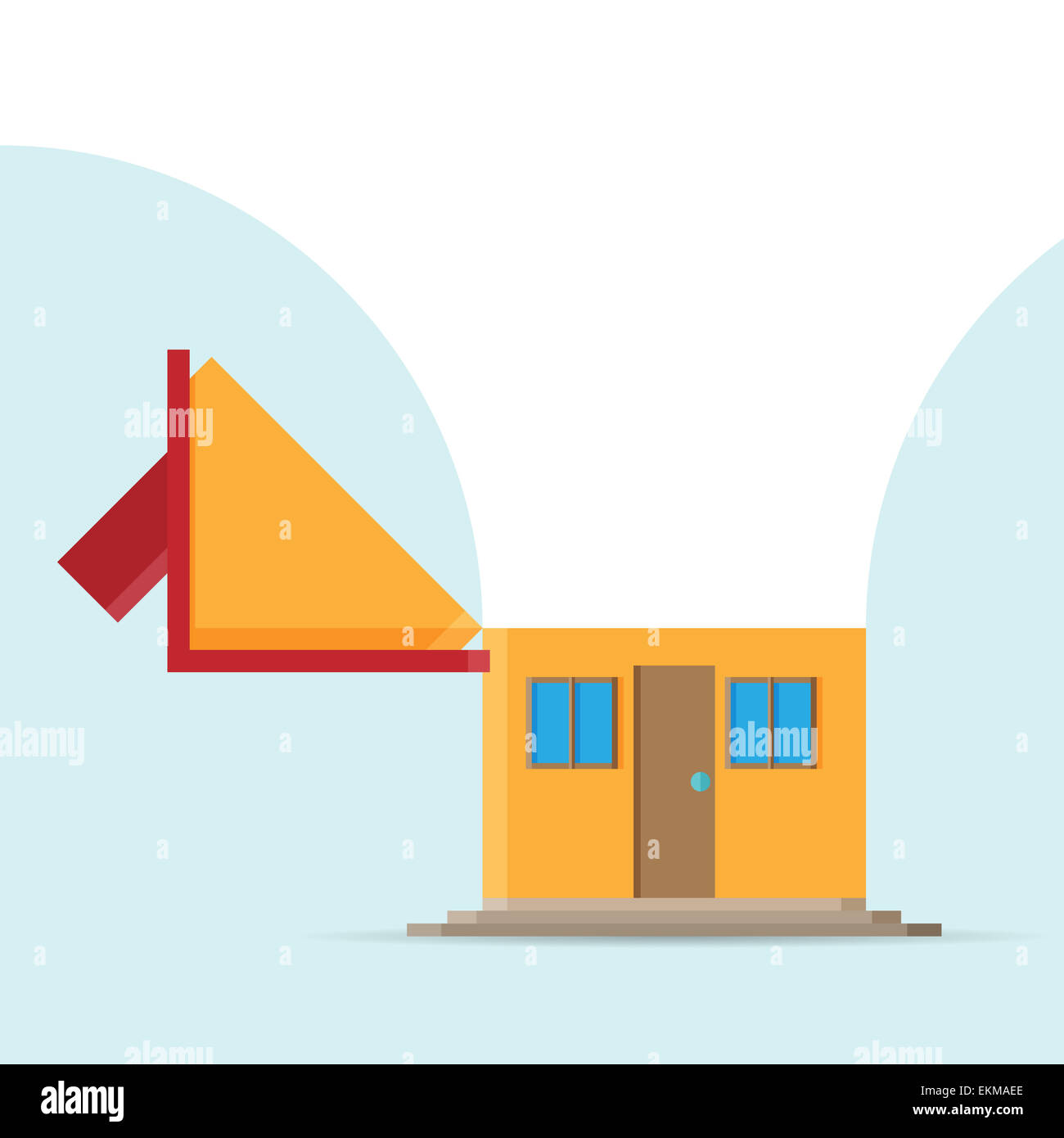 Vector illustration of open top house copyspace design Stock Photo - Alamy