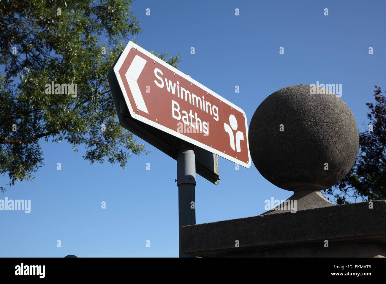 Sign Swimming Baths Stock Photo - Alamy