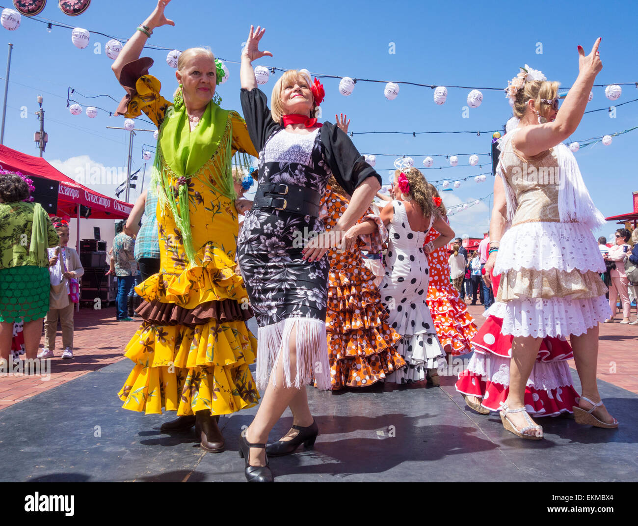 Flamenco dancers at Feria de abril event in Spain Stock Photo - Alamy