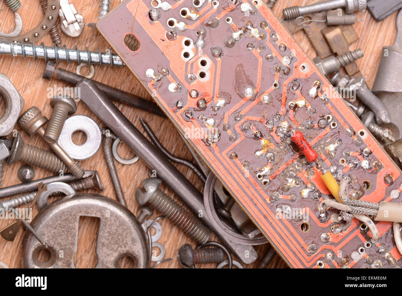 Close up of old computer circuit board Stock Photo - Alamy
