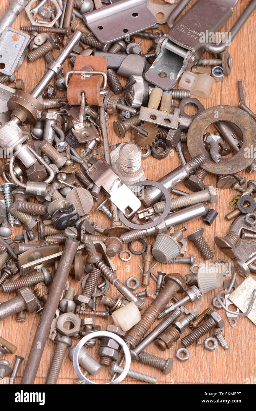 Different screws and other parts, close up Stock Photo - Alamy