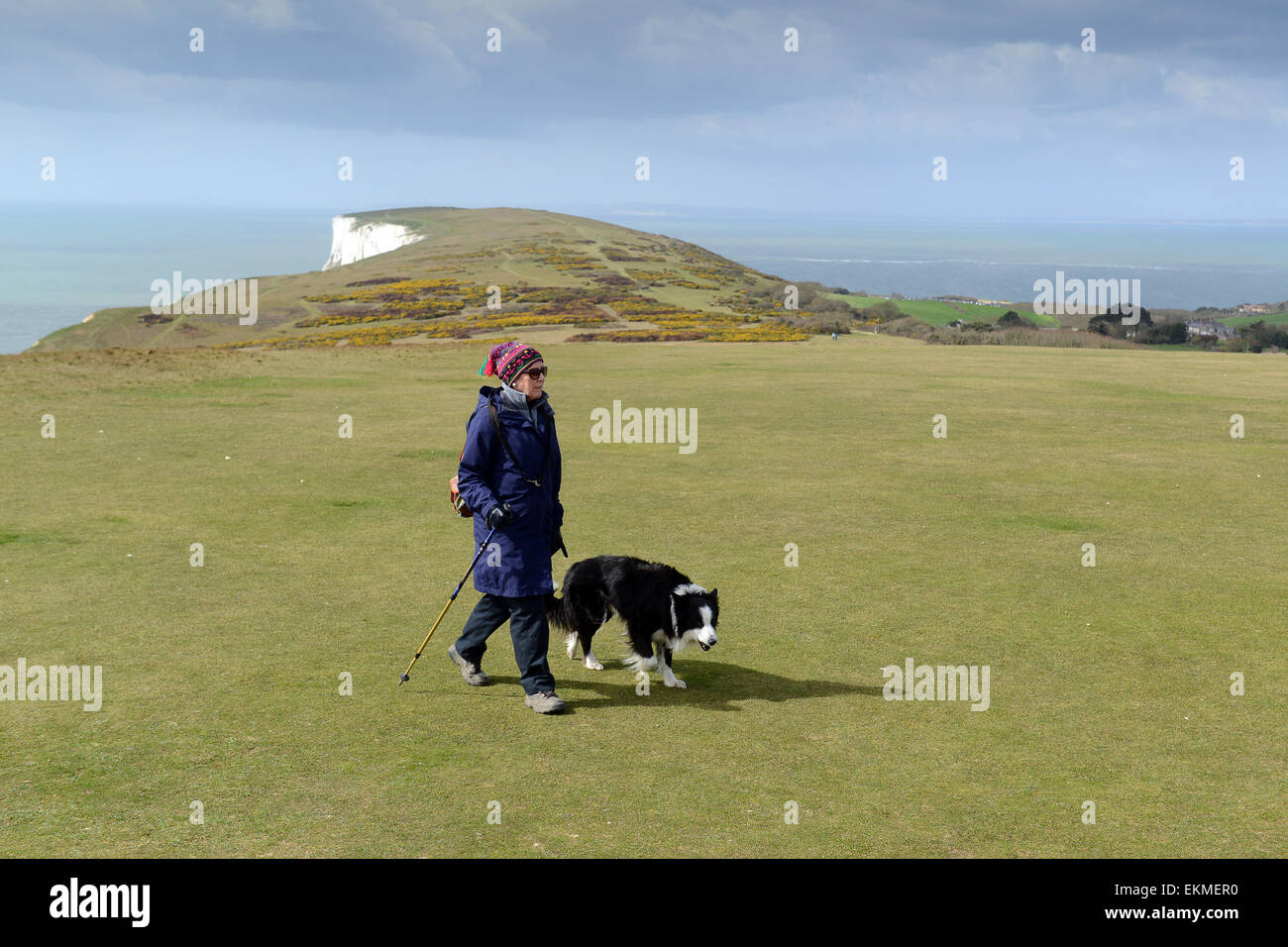 Isle of Wight coastal coast path walk walks on Tennyson Down Stock ...