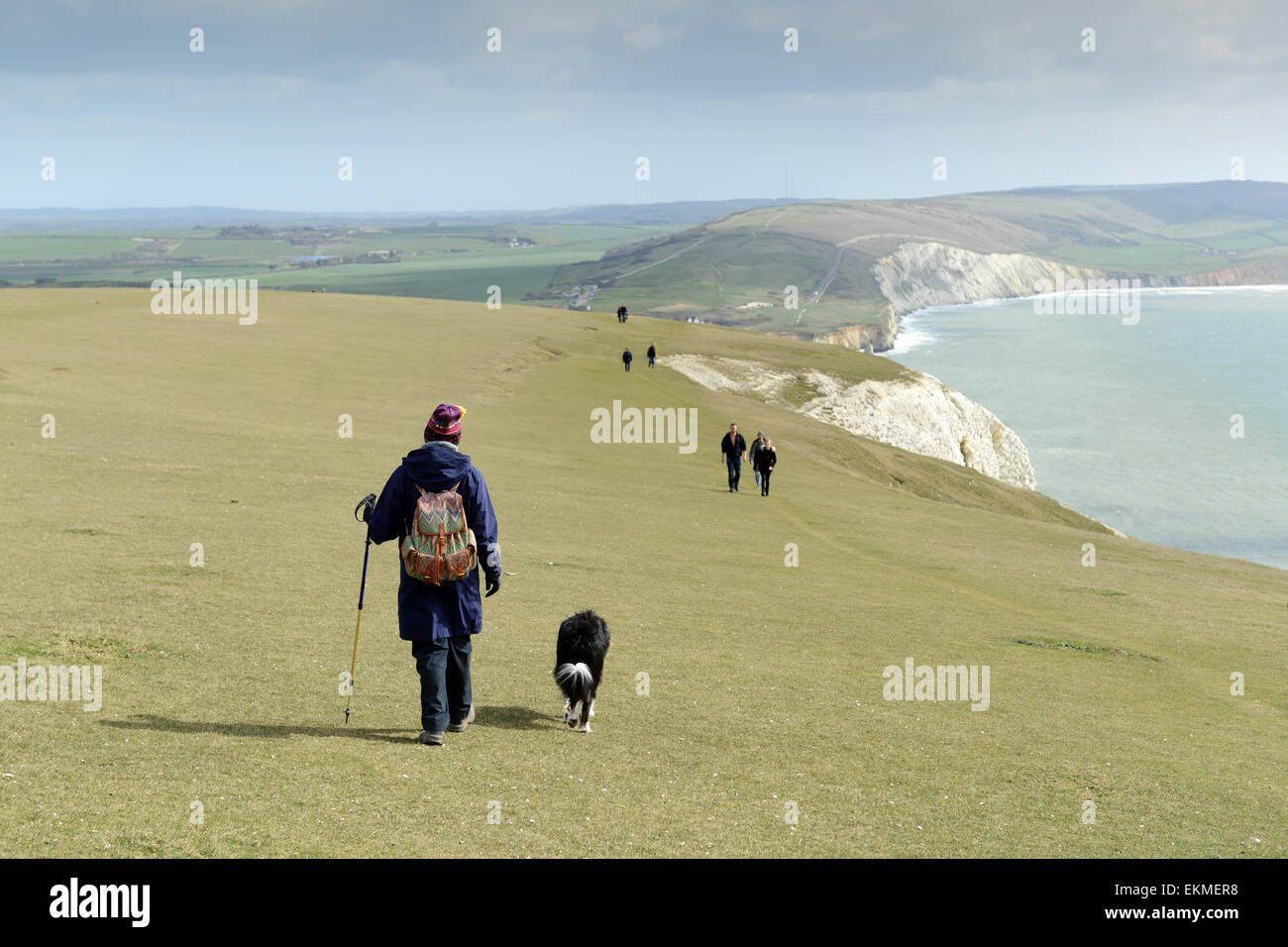 Isle of Wight coastal coast path walk walks on Tennyson Down Stock ...