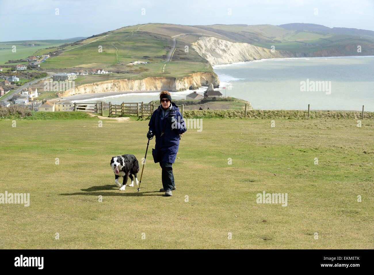 Isle of Wight coastal coast path walk walks on Tennyson Down Stock ...