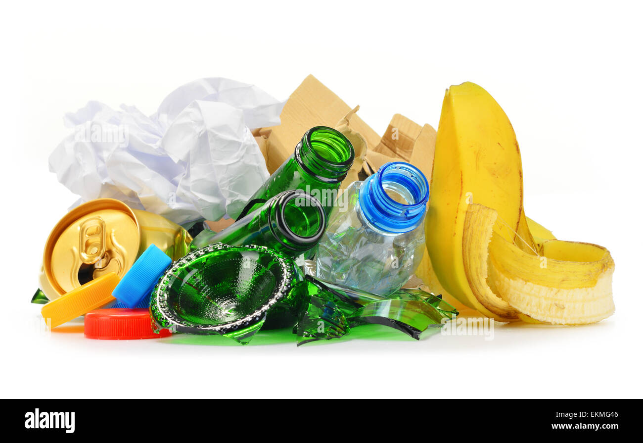 Composition with recyclable garbage consisting of glass, plastic, metal ...