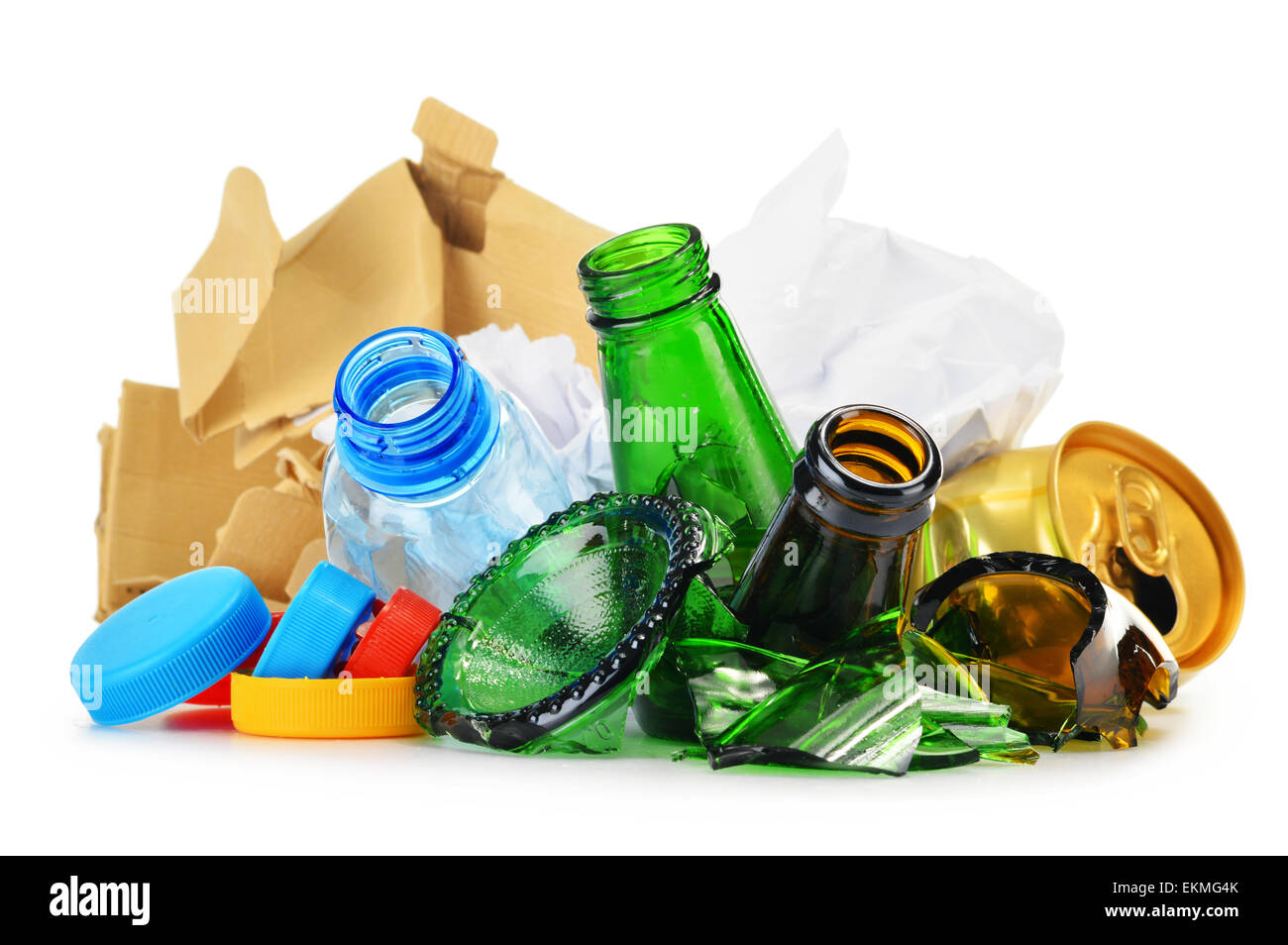 Composition with recyclable garbage consisting of glass, plastic, metal ...
