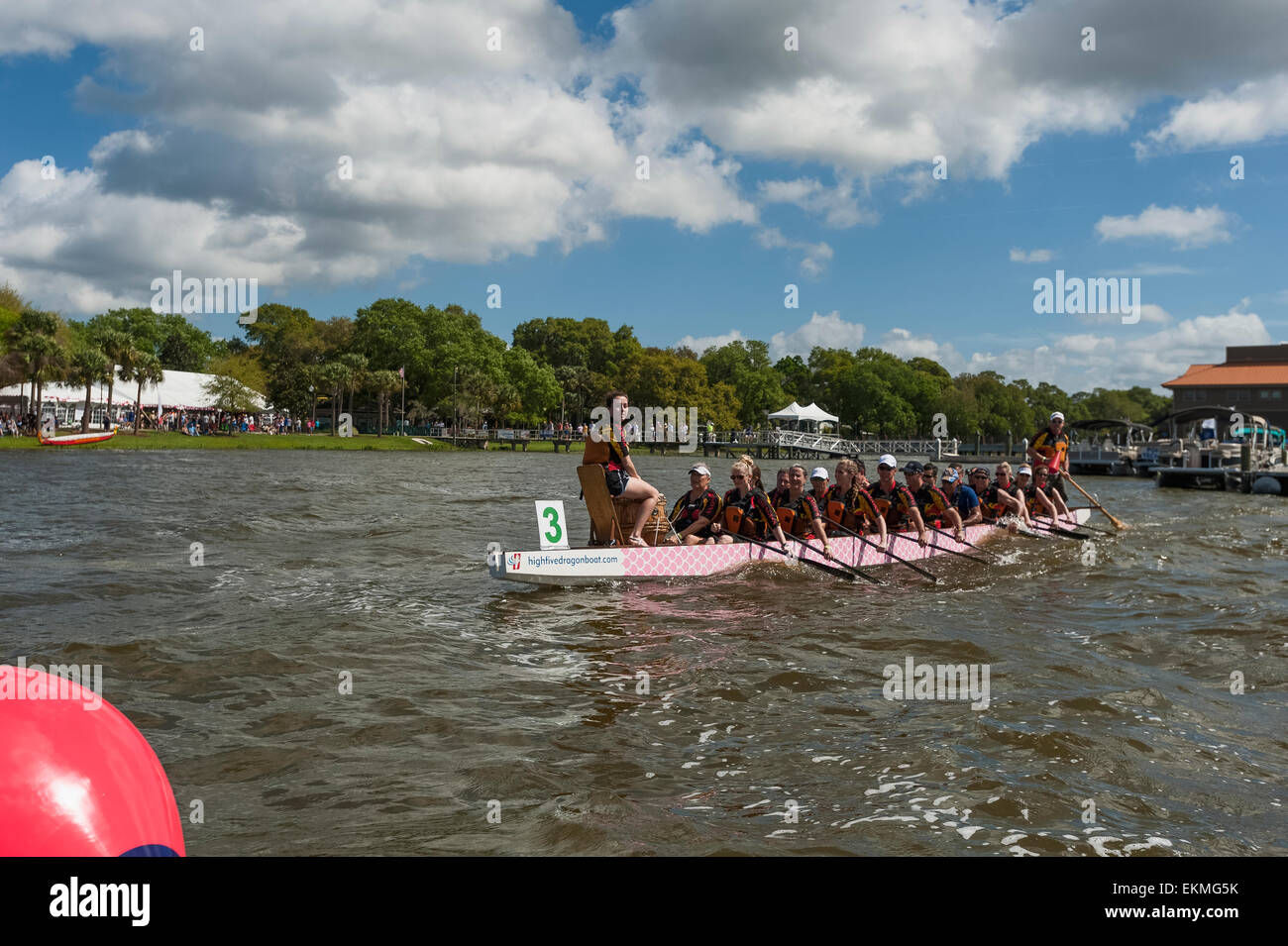 Dragon Boat Racing at a local event in Tavares, Florida USA Stock Photo ...