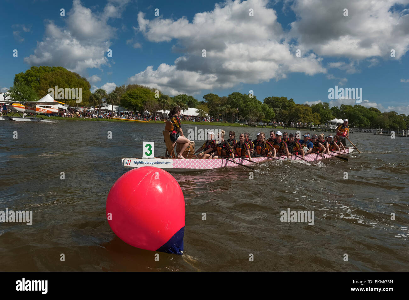 Dragon Boat Racing at a local event in Tavares, Florida USA Stock Photo ...