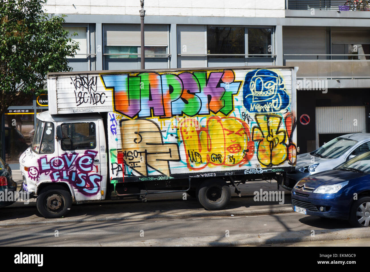 French Graffiti Van Stock Photo - Alamy