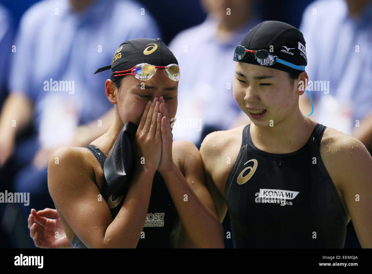 Tokyo, Japan. 12th Apr, 2015. (L-R) Runa Imai, Yukino Miyasaka Swimming ...