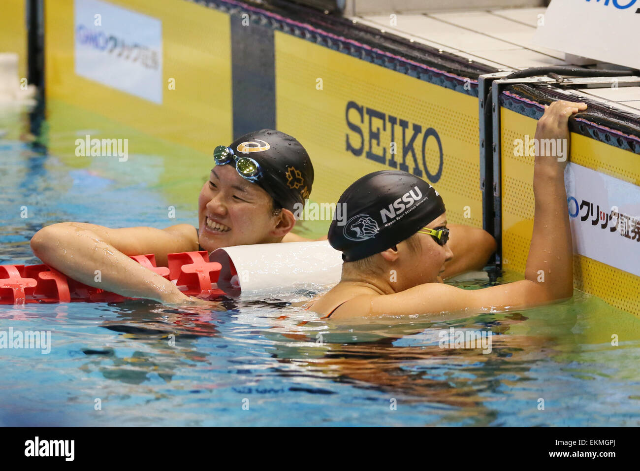 Tokyo, Japan. 12th Apr, 2015. (L-R) Yuka Kawayoke, Sayaka Akase ...