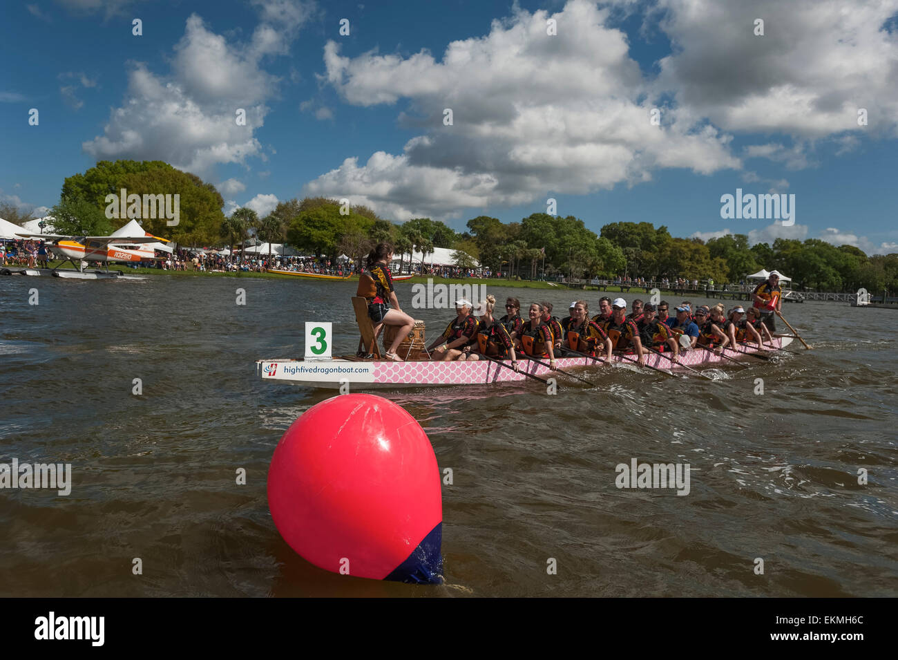 Dragon Boat Racing at a local event in Tavares, Florida USA Stock Photo ...
