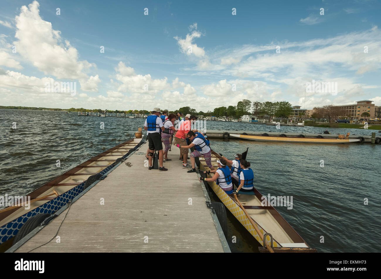 Dragon Boat Racing at a local event in Tavares, Florida USA Stock Photo ...