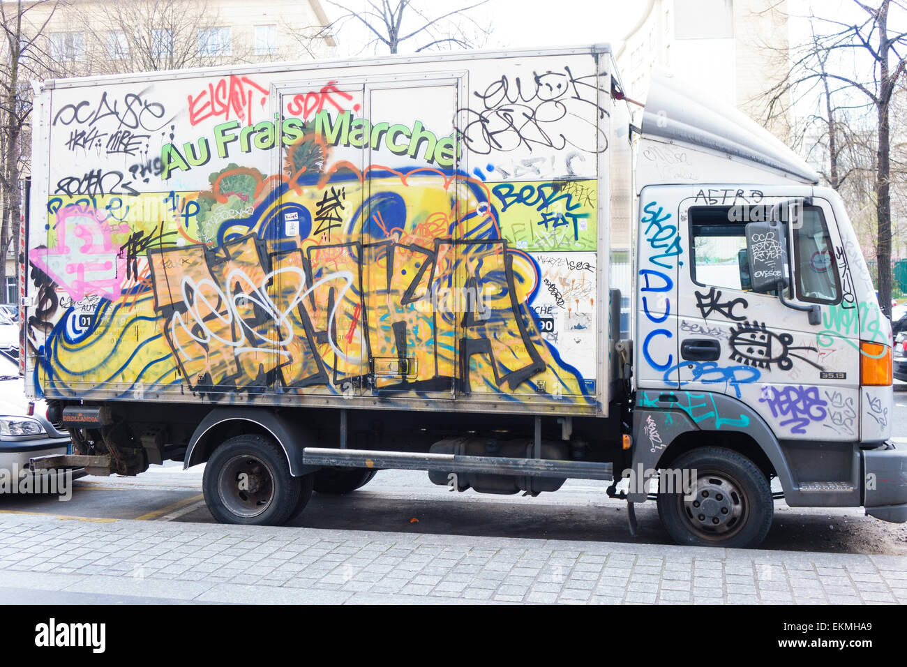 French Graffiti Van Stock Photo - Alamy