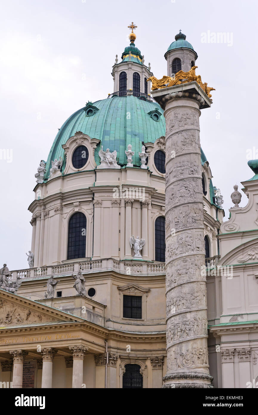 St. Charles's Church (Karlskirche) with two huge columns with stone ...
