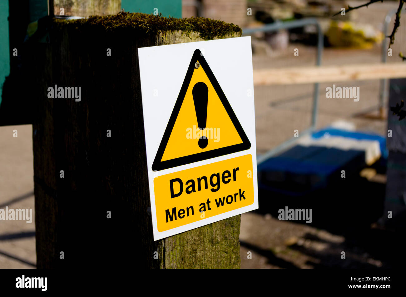 Danger Men At Work Warning Sign, UK Stock Photo - Alamy