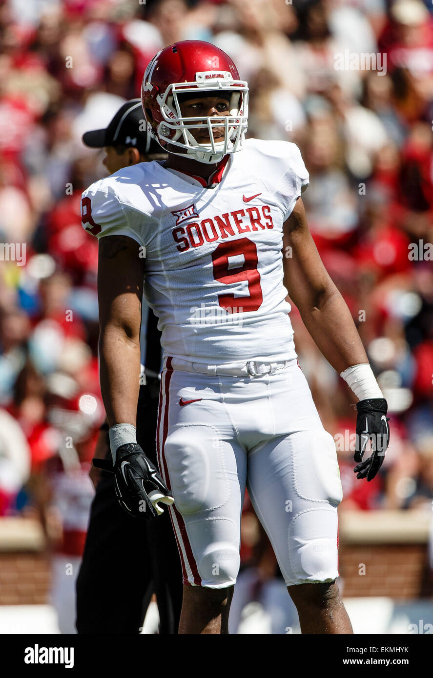 April 11, 2105: Oklahoma Sooners linebacker Tay Evans (9) during the ...