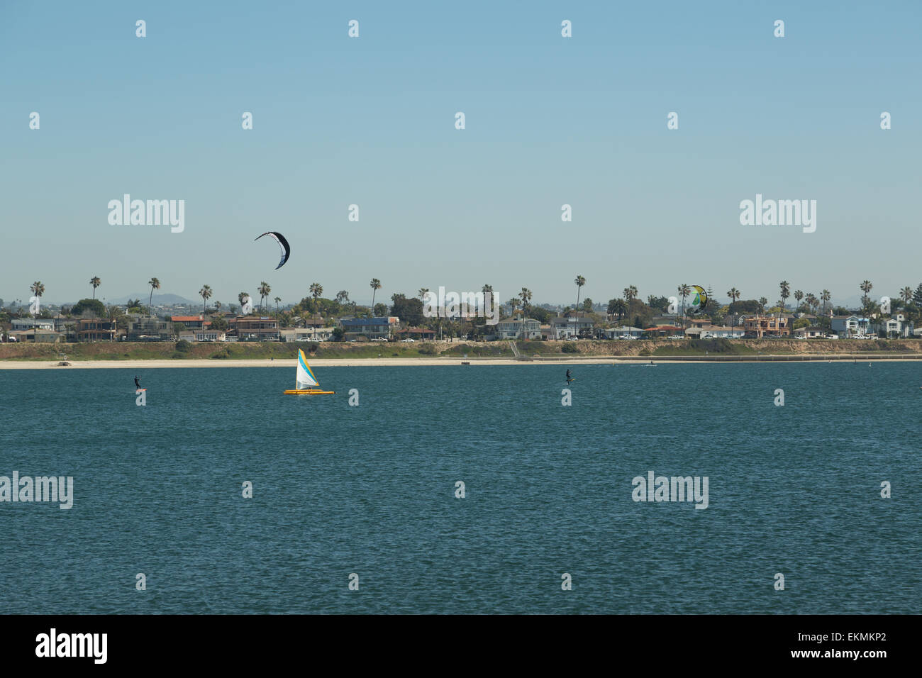 A photograph of Mission Bay in San Diego, looking from Santa Clara ...