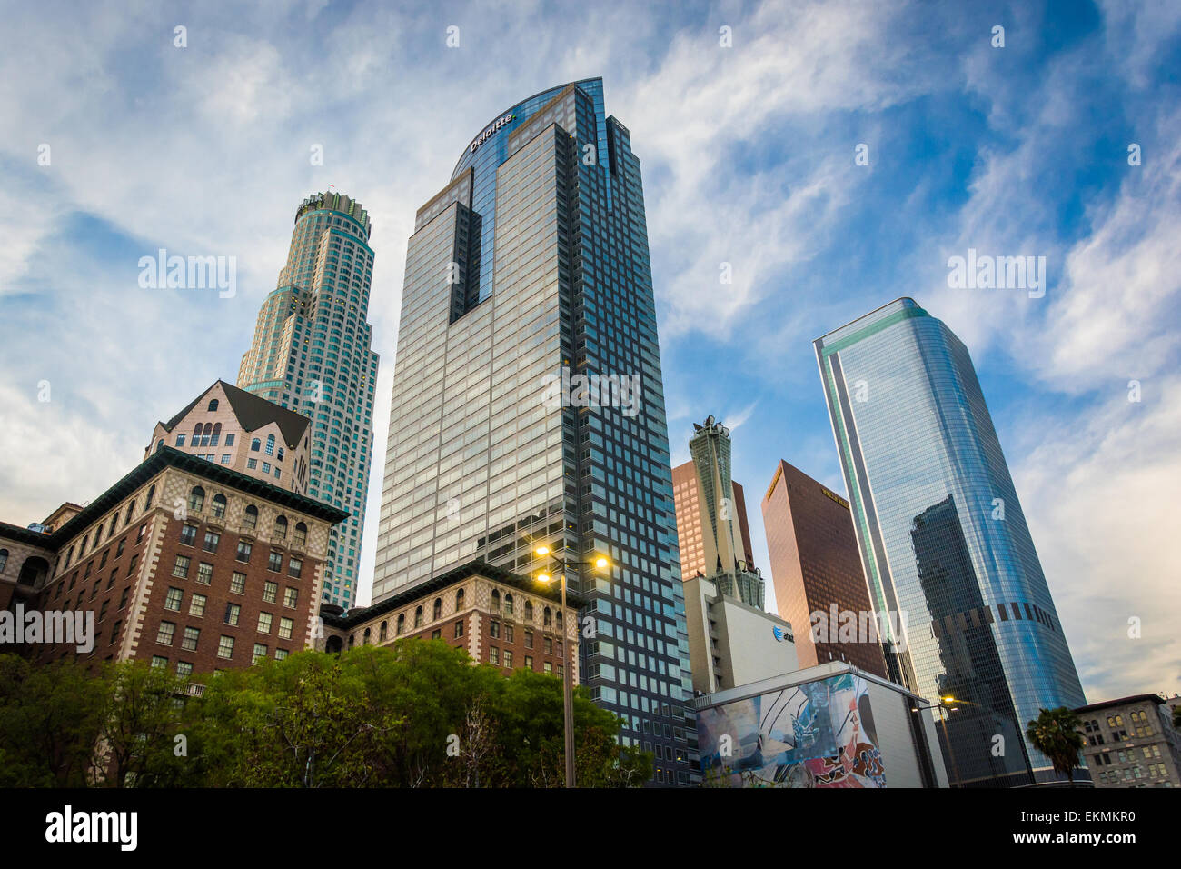 Buildings at Pershing Square, in downtown Los Angeles, California Stock ...