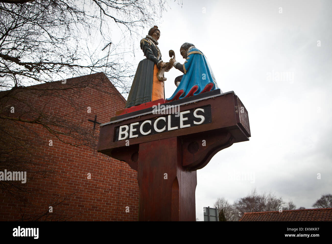 Beccles Market Town sign Stock Photo - Alamy