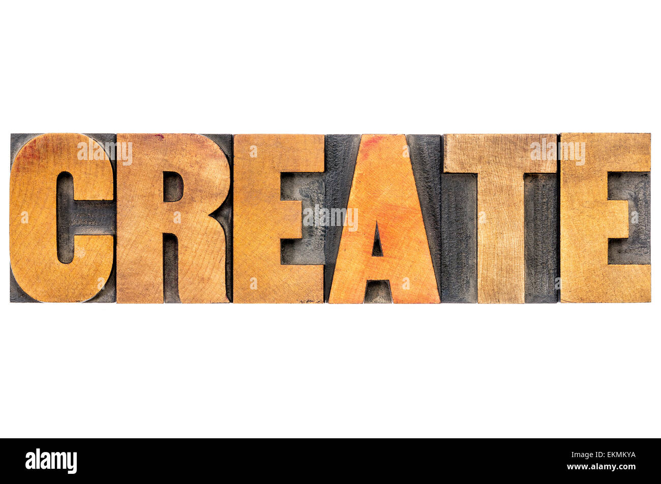 create word typography - isolated text in letterpress wood type Stock ...