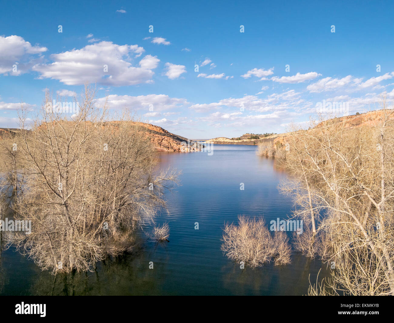 aerial view of Horsetooth Reservoir in Fort Collins, Colorado - early ...