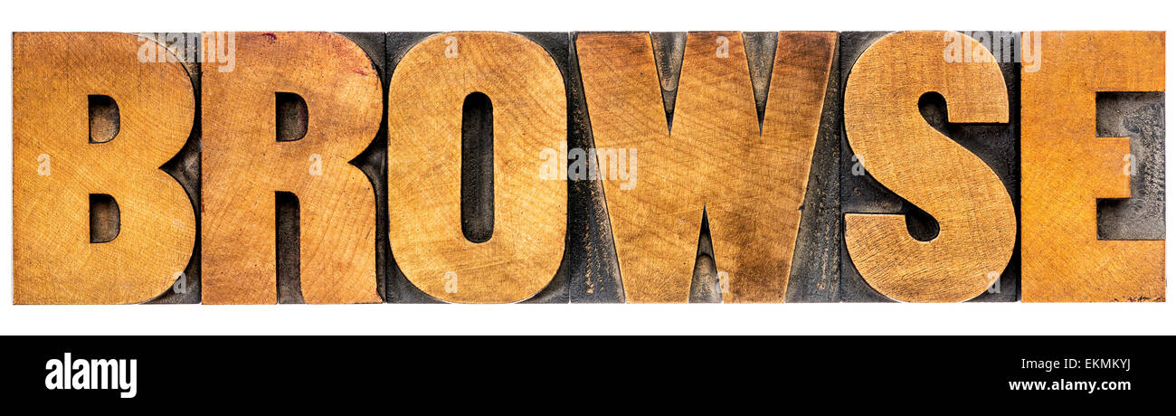 browse word typography - isolated text in letterpress wood type ...