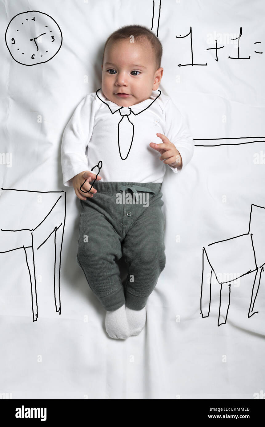 Cute baby boy decorated as a teacher Stock Photo - Alamy