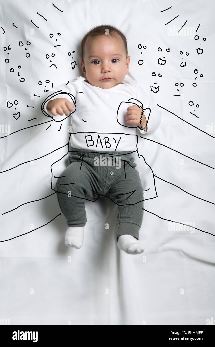 Cute baby boy decorated as a boxer Stock Photo - Alamy