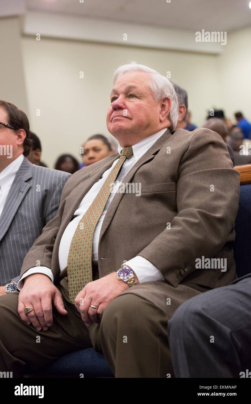 North Charleston Mayor Keith Summey listens as Rev. Al Sharpton ...