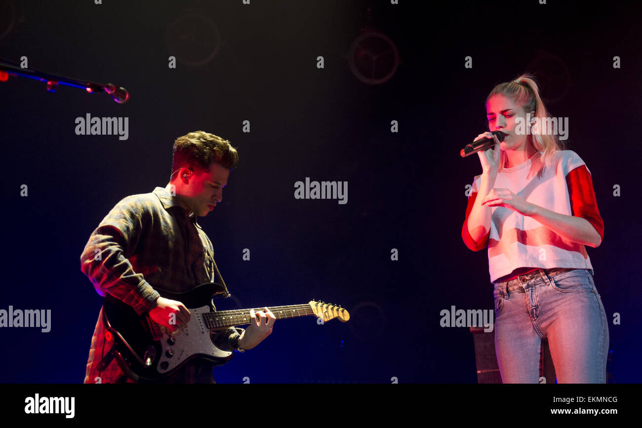British band 'London Grammar' performing live on stage held at the ...