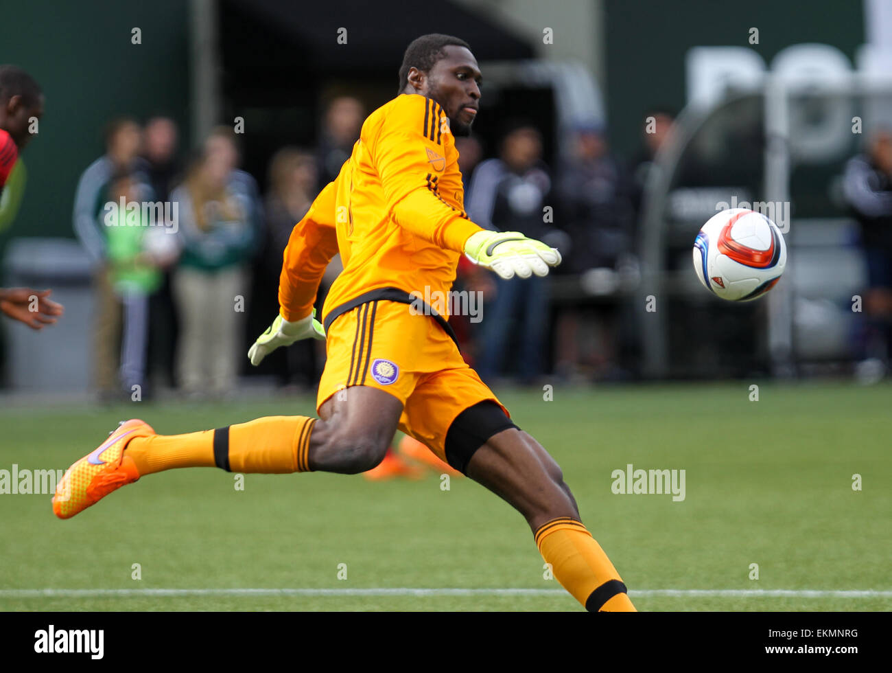 Portland, Oregon, USA. 12th April, 2015. Orlando CIty's keeper DONOVAN ...