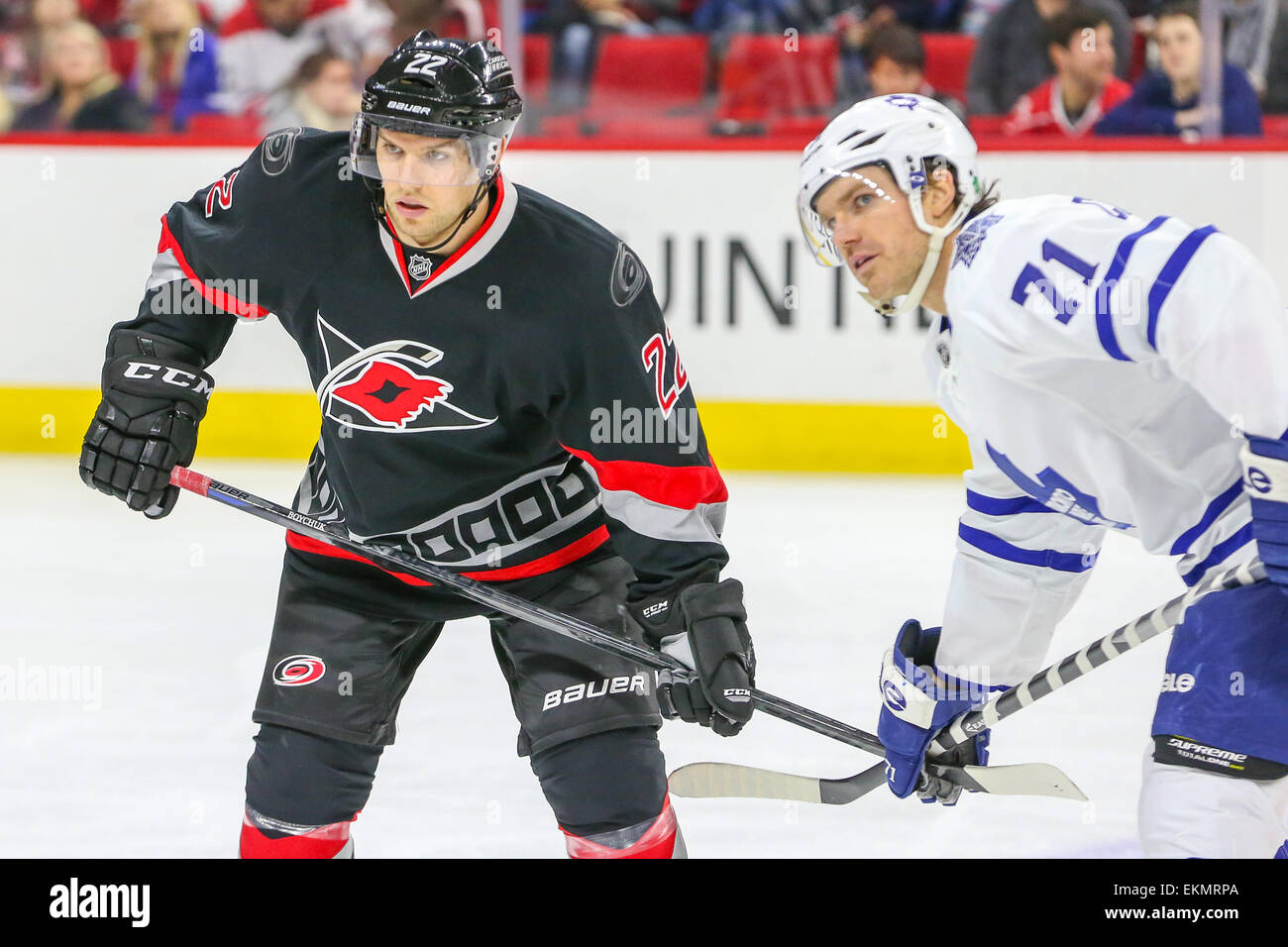 Carolina Hurricanes center Zach Boychuk (22) and Toronto Maple Leafs ...