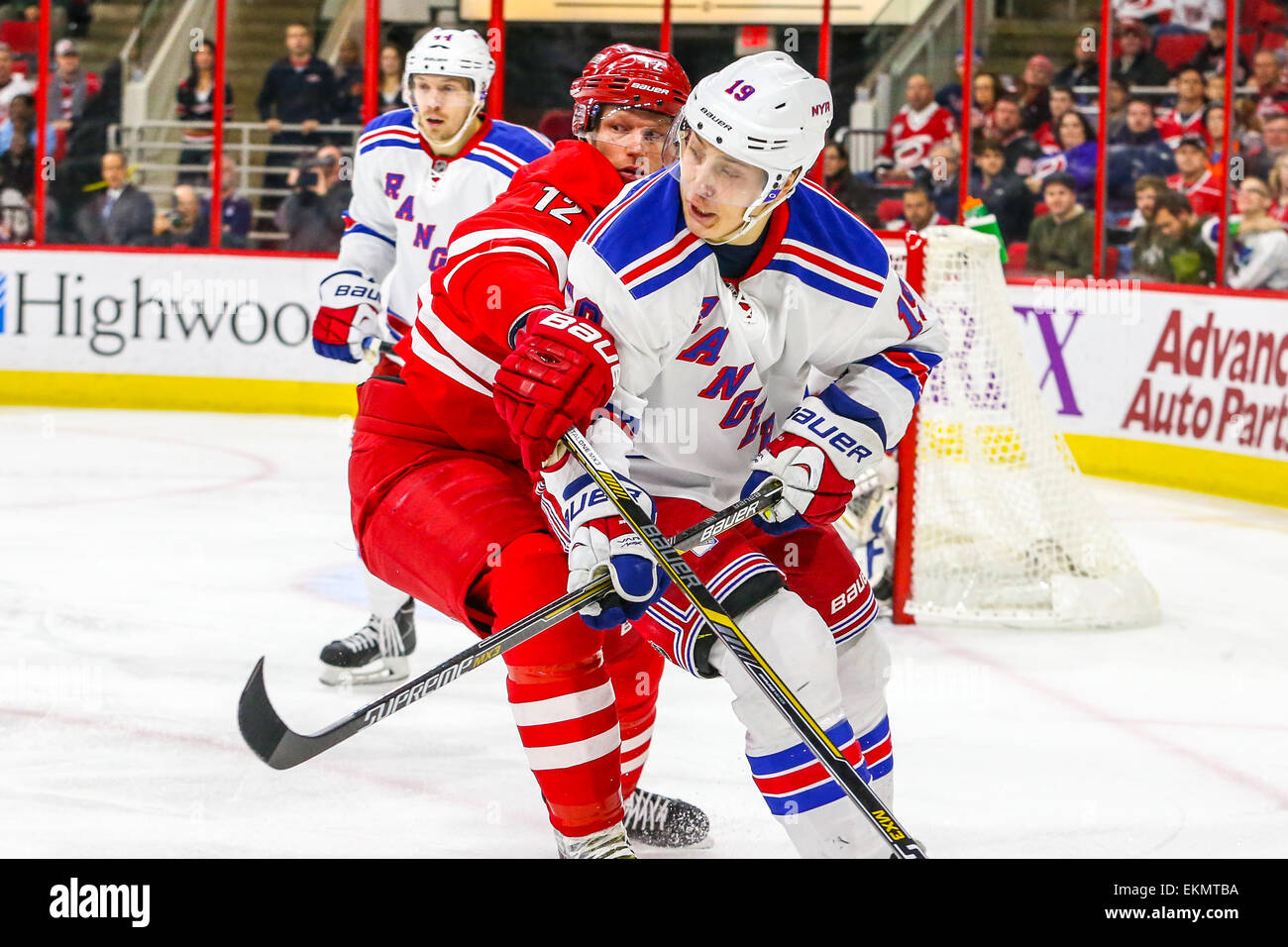 Carolina Hurricanes center Eric Staal (12) and New York Rangers right ...