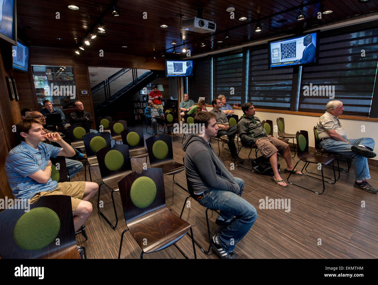 St. Louis, Missouri, USA. 12th Apr, 2015. Spectators watch a live ...