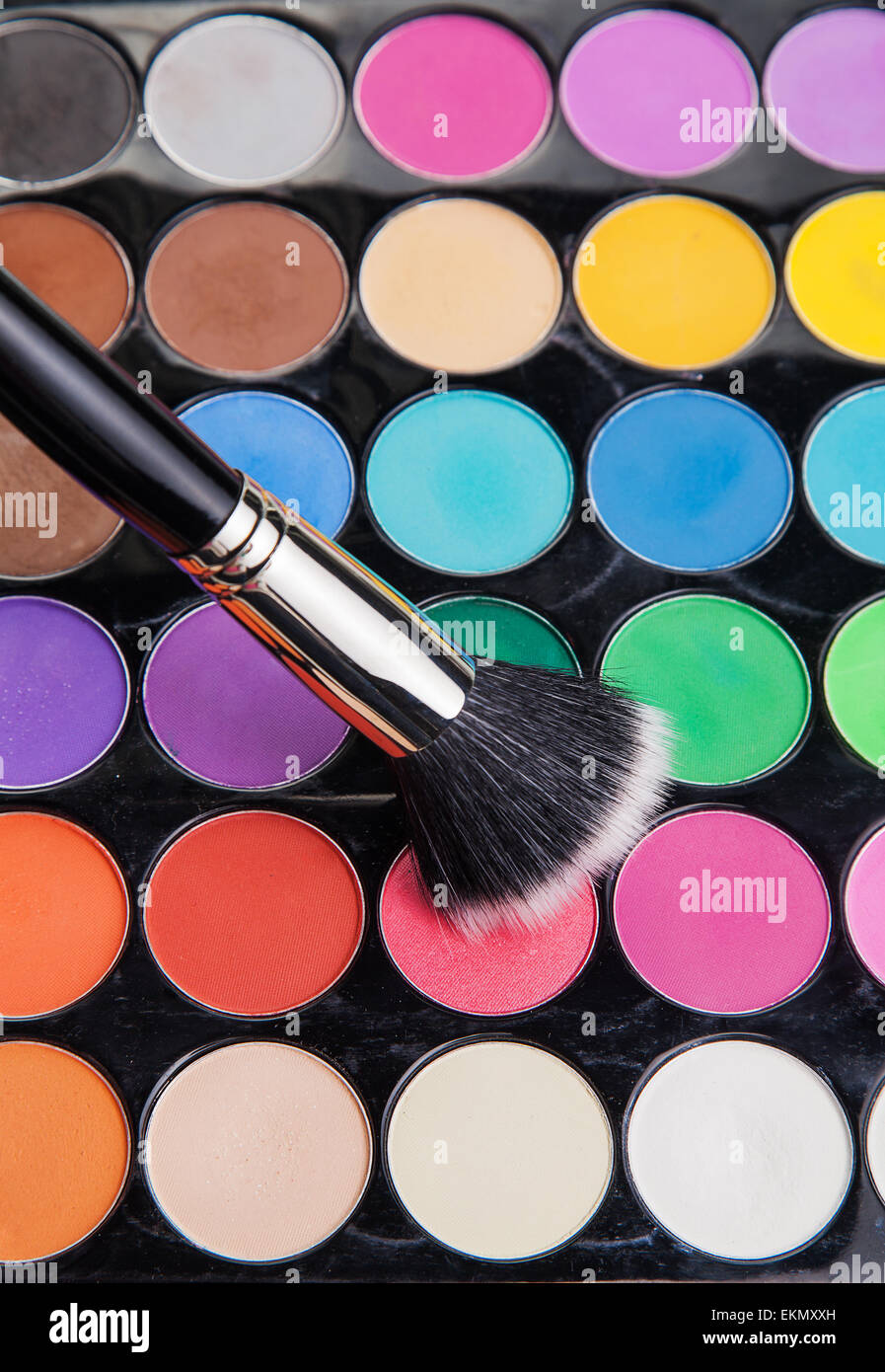 Color palette with brushes for make-up Stock Photo - Alamy