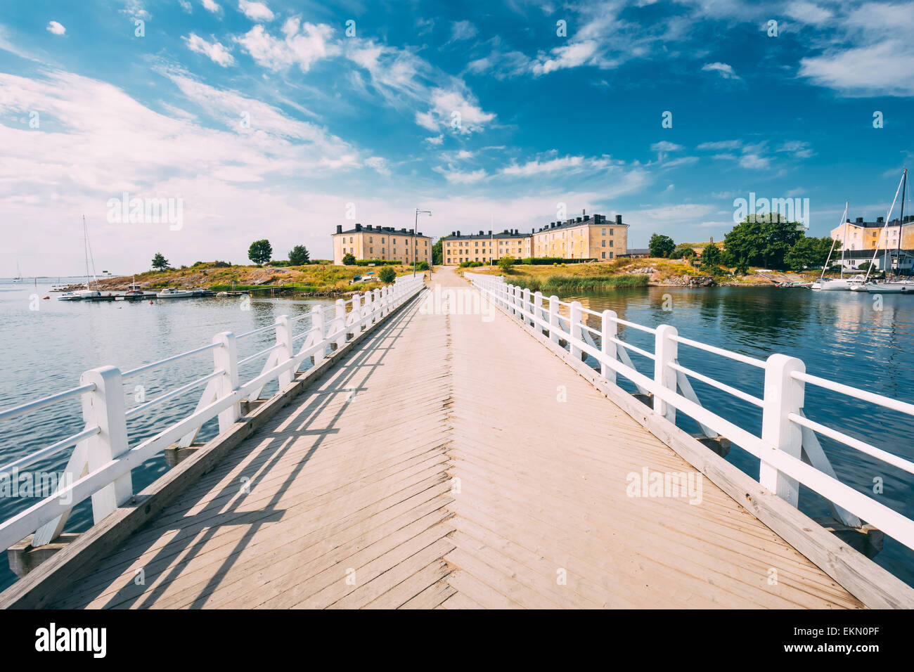 Bridge At Suomenlinna Fortress In Helsinki, Finland. Sunny Day With ...