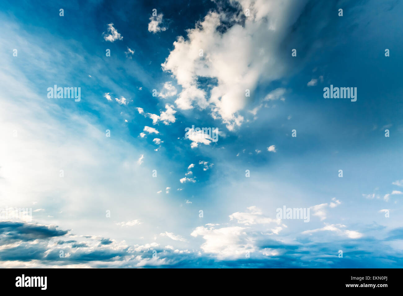 Sky, Bright Blue And White Colors. Instant Photo, Toned Image Stock ...