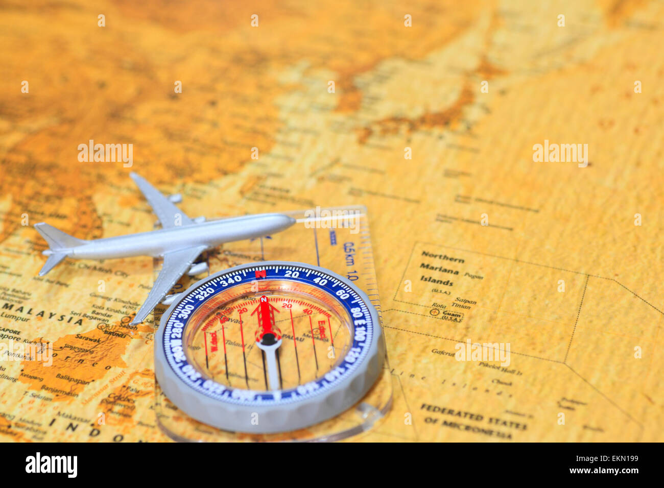 Map and compass Stock Photo - Alamy