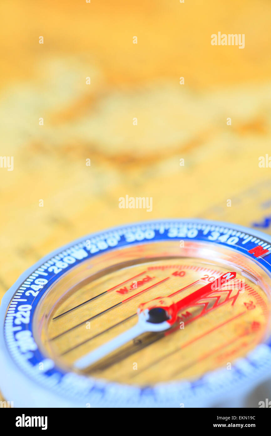 Map and compass Stock Photo - Alamy