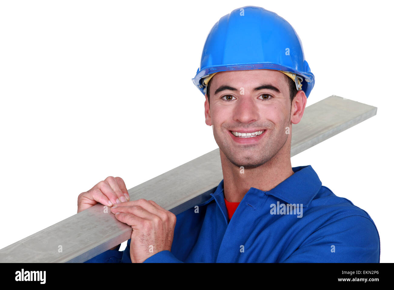 Craftsman carrying timber Stock Photo - Alamy