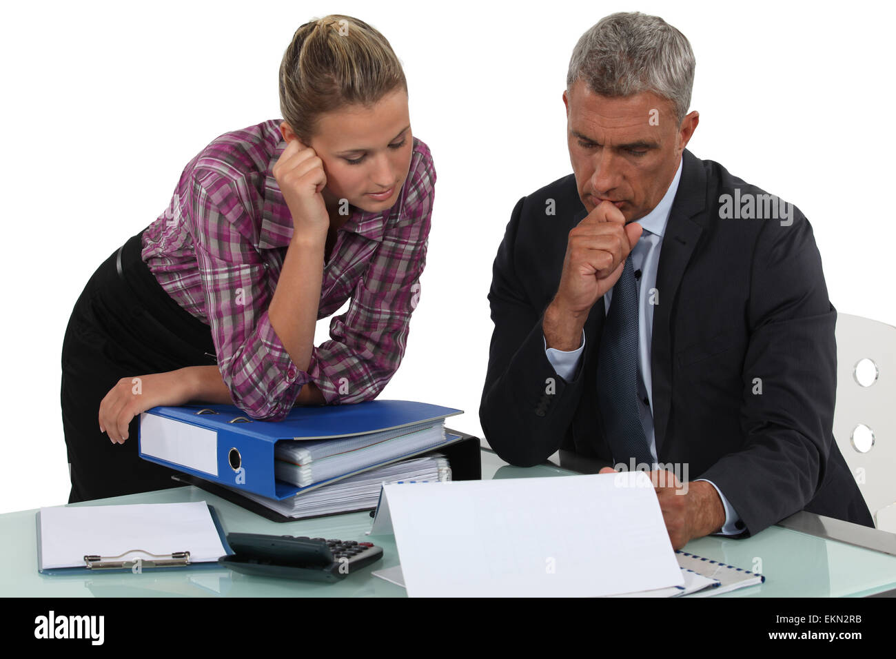 Boss explaining point Stock Photo - Alamy
