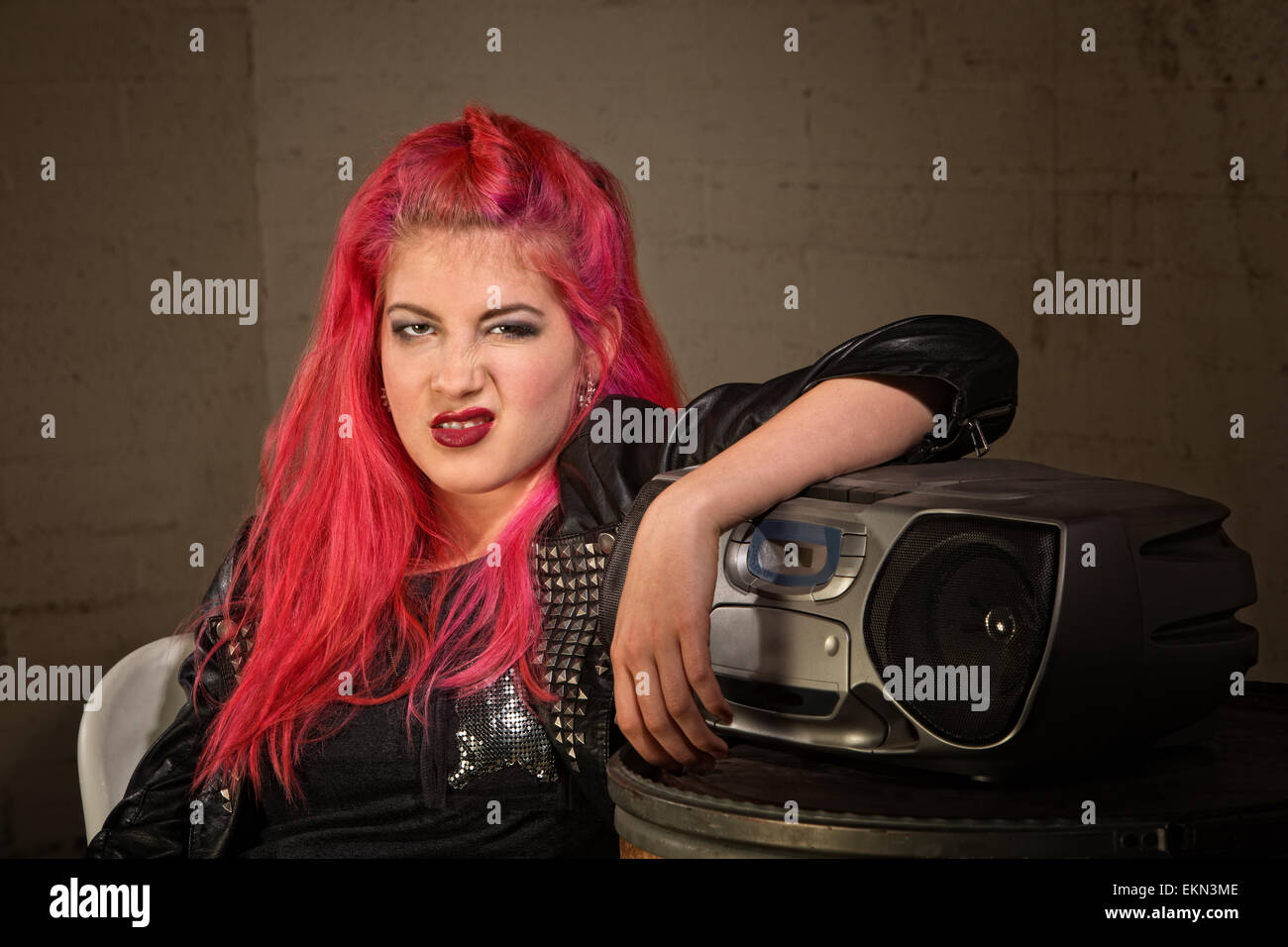 Woman Curling Her Lip Stock Photo - Alamy